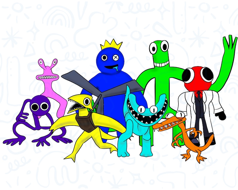 Roblox-inspired Rainbow Friends Characters PNG Digital - Etsy