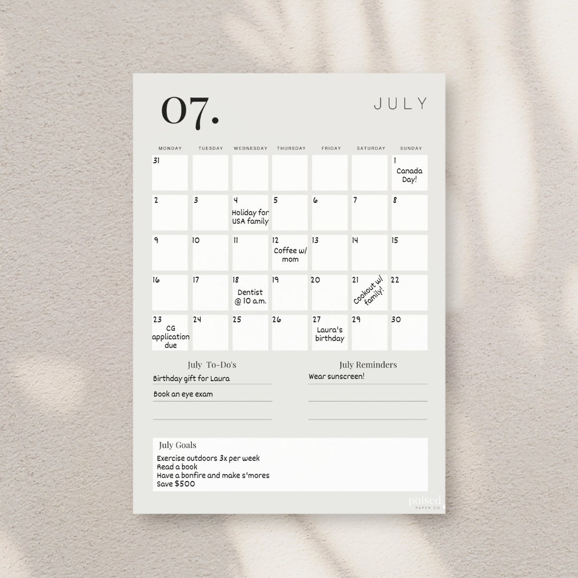YEARLY PLANNER | Printable Monthly Calendar, To-do List & Goal Tracker ...