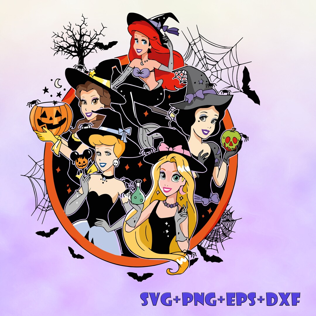 Princess Witches Aurora Snow White Belle Ariel Vintage Halloween ...