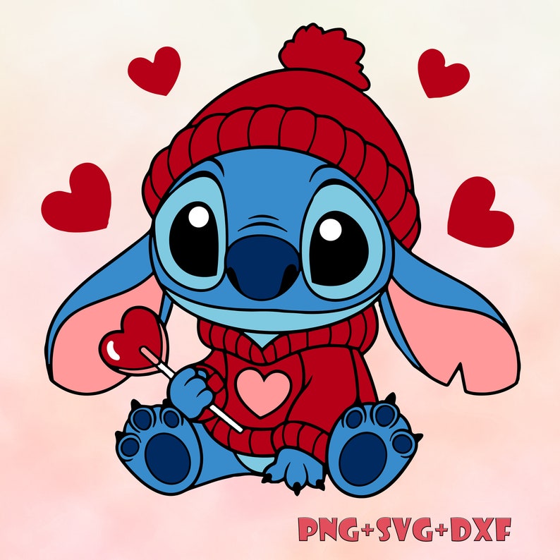 Stitch Valentine caramelo corazón PNG SVG Amor svg día de San Valentín ...