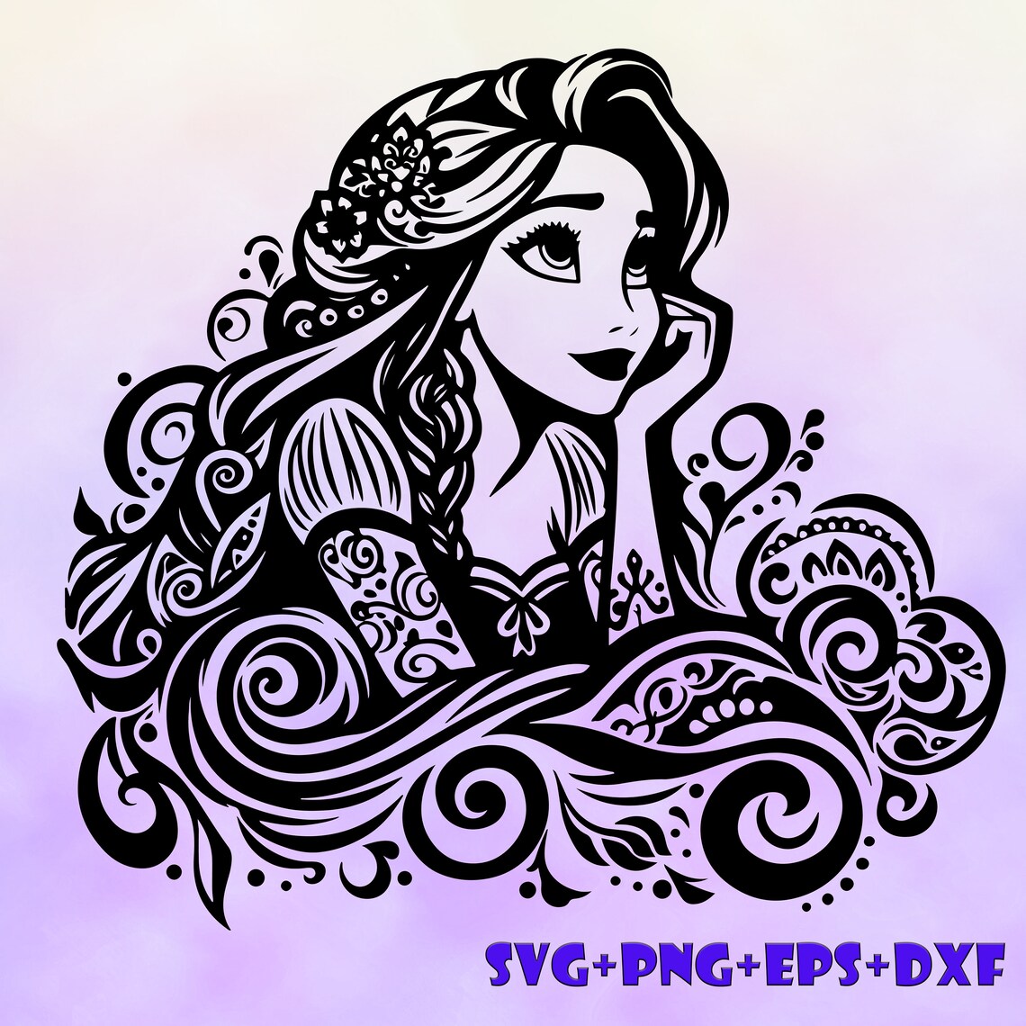 Rapunzel Mandala Zentangle Svg, Enchanted Svg, Mandala Svg, Silhouette ...