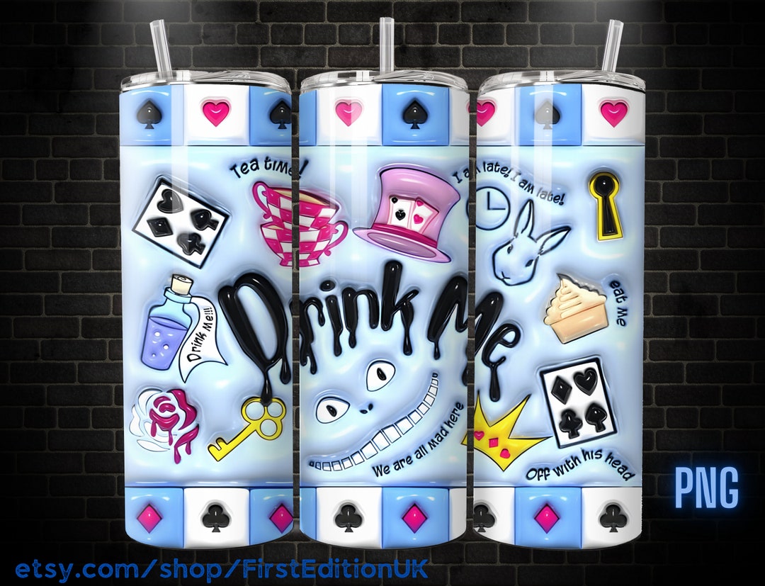 Alice in Wonderland Inflated Drink Me Tumbler Wrap , Sublimation ...