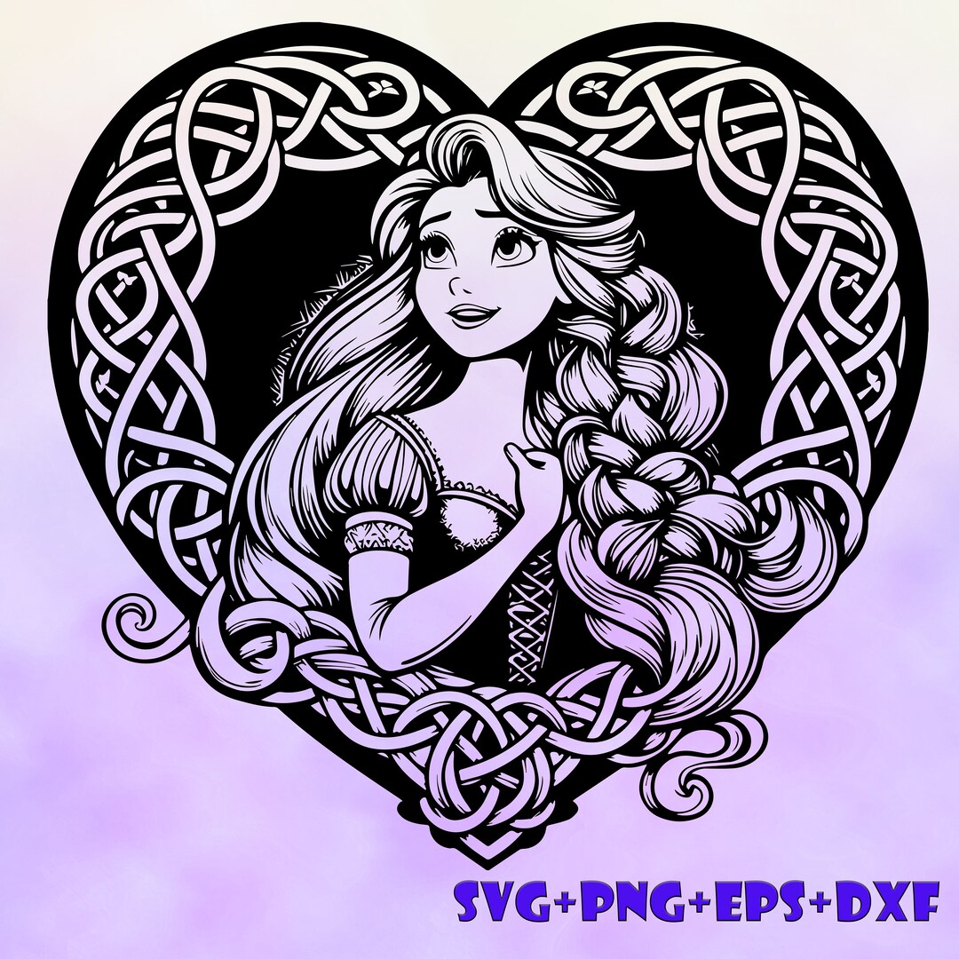 Rapunzel Svg, Enchanted Love Heart Svg, Mandala Svg, Silhouette Cut ...