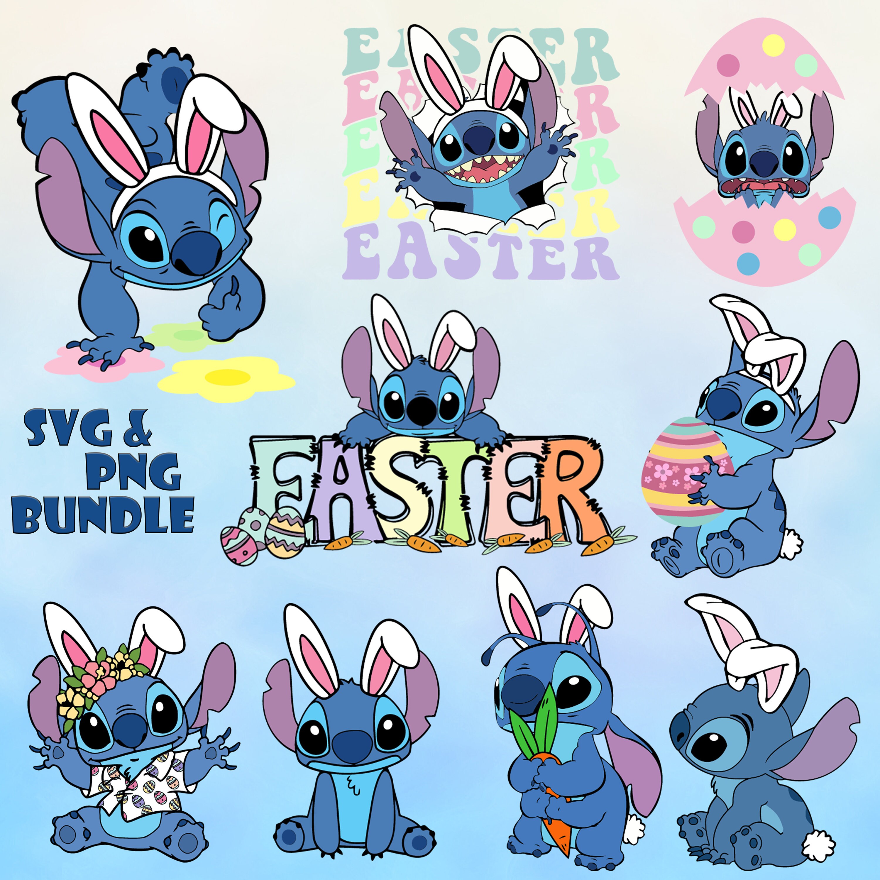 Stitch Easter Bundle , Stitch Easter SVG Cut Files for Cricut Silhouette , Easter PNG , Easter ...