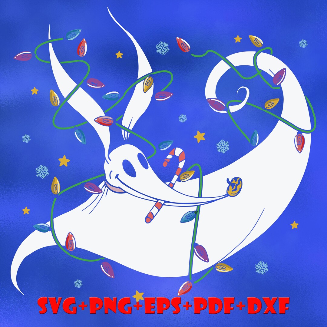 Zero the Dog in Christmas Lights, Merry Christmas SVG, Nightmare Before ...