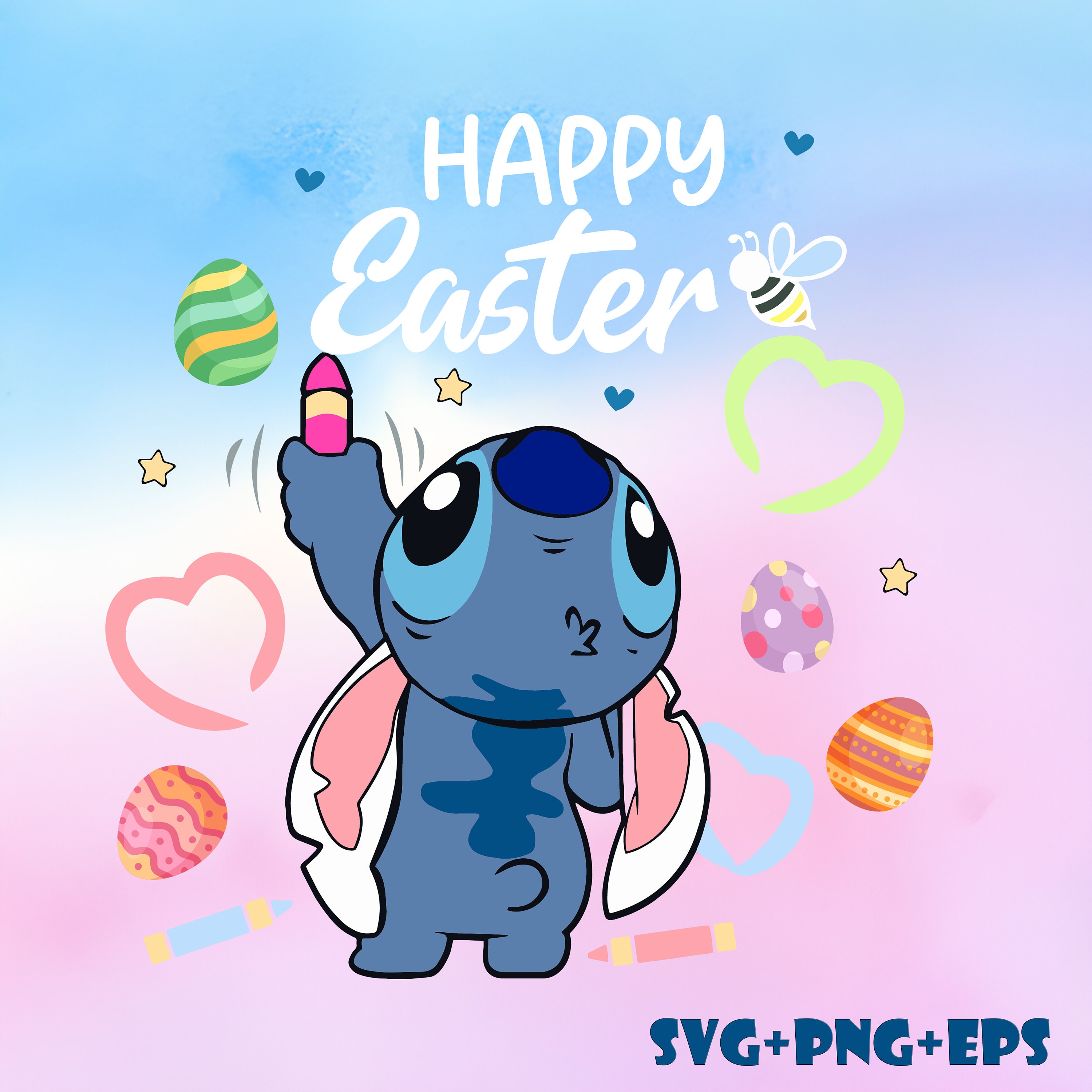 Stitch Happy Easter Bundle , Stitch Easter SVG , Easter PNG , Easter ...