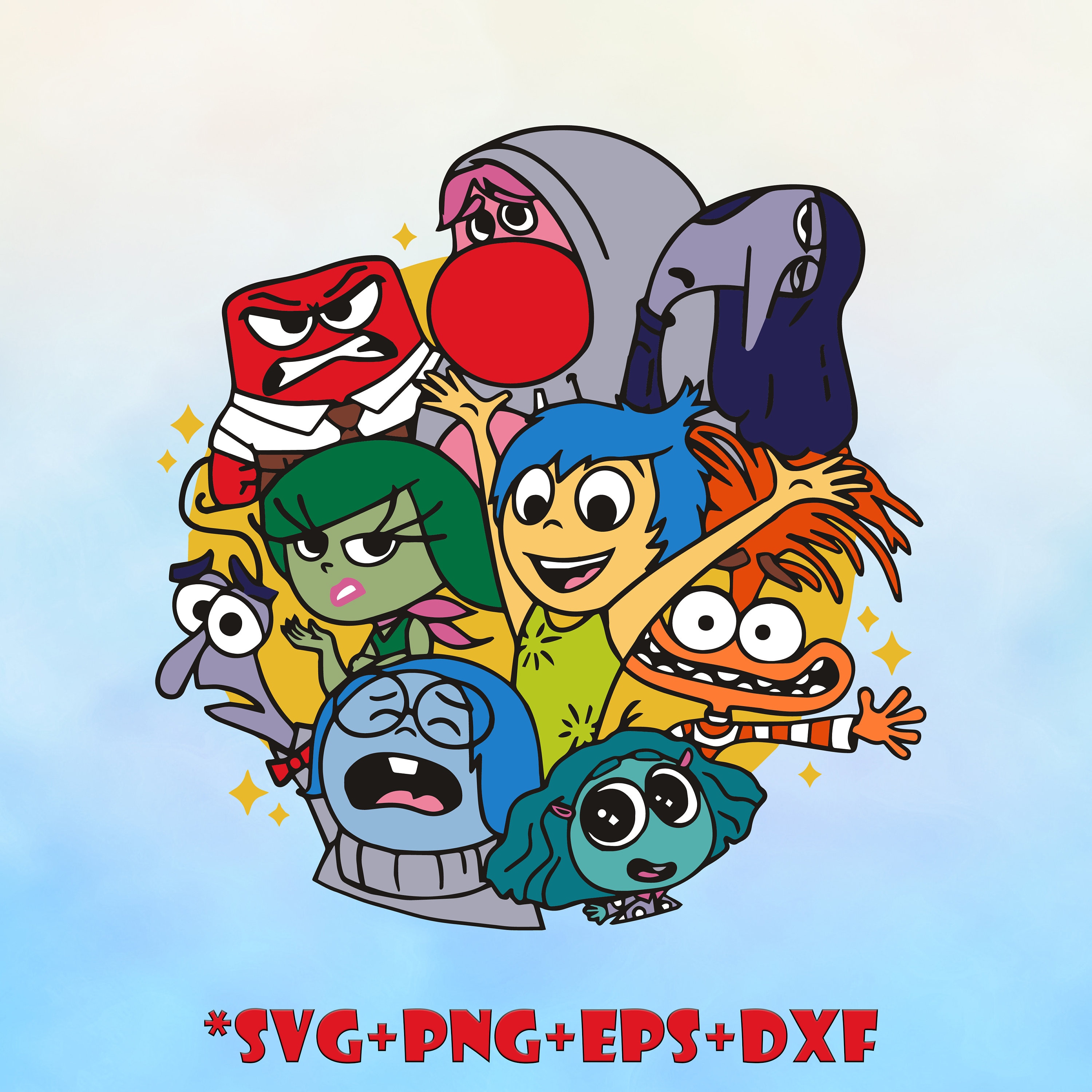 Inside Out 2 SVG dxf personajes png clipart, alegría tristeza ansiedad ...