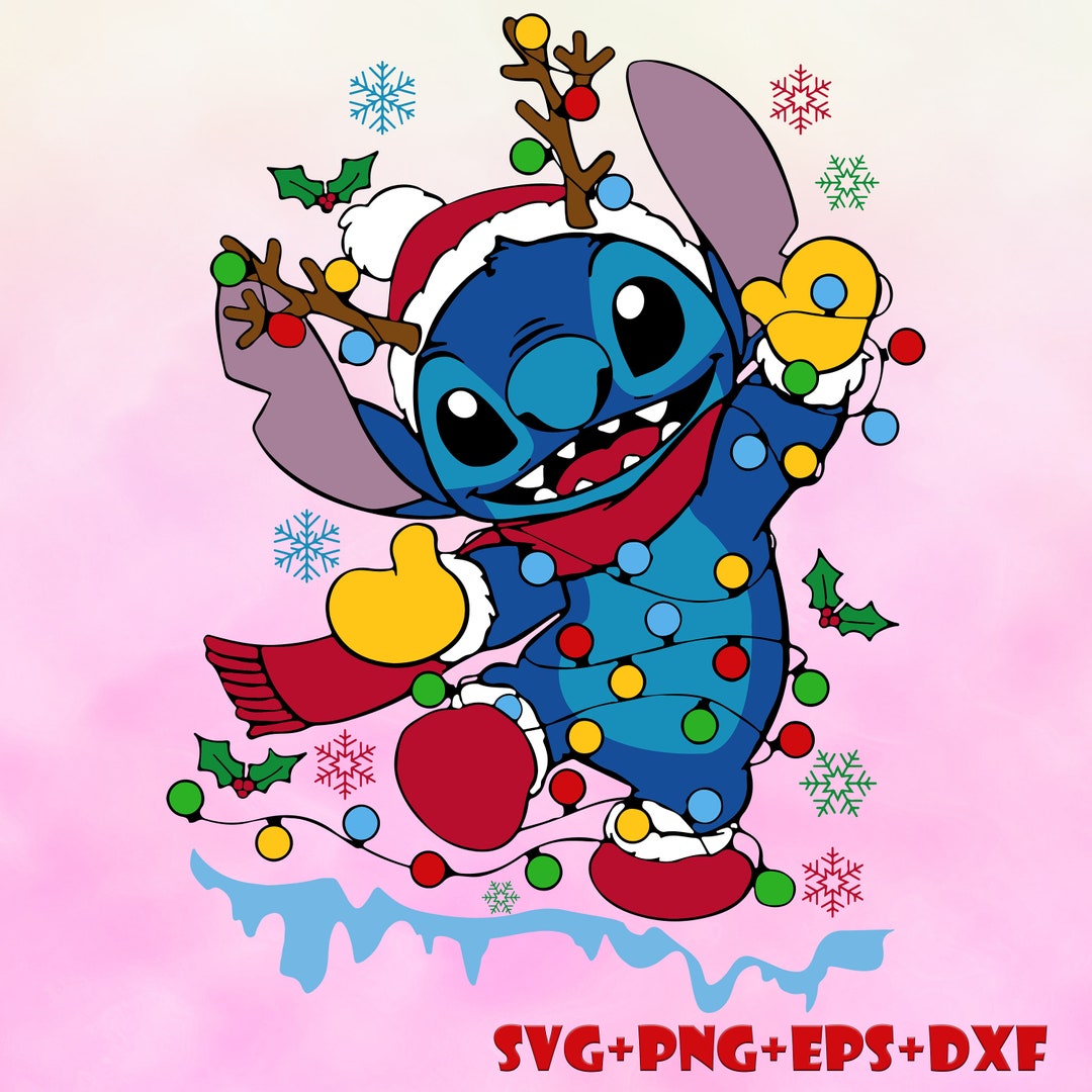 Stitch Christmas Lights Svg, Christmas Santa Hat Svg, Merry Stitchmas ...