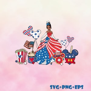 Happy 4th of July Svg, Princess Tiana 4th of July Svg, Fourth of July ...