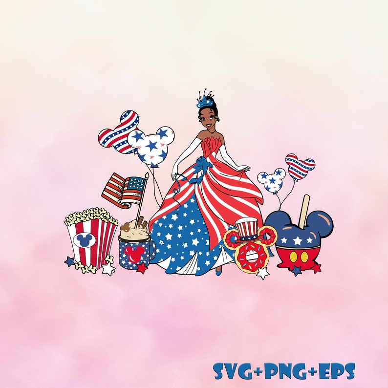 Happy 4th of July Svg, Princess Tiana 4th of July Svg, Fourth of July ...