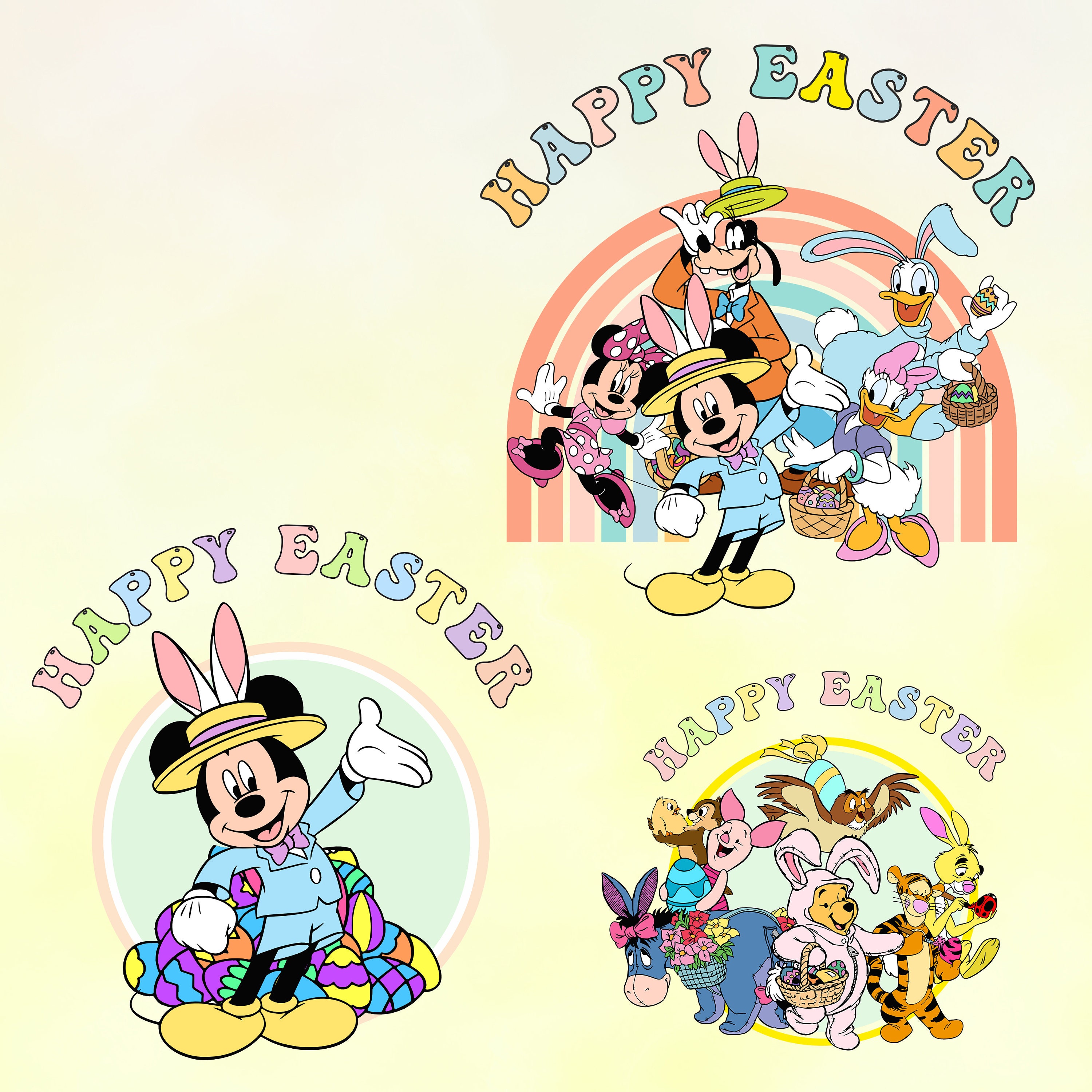 Mickey and Friends Easter Bundle, Wınnıe the Pooh Easter SVG / Mickey ...