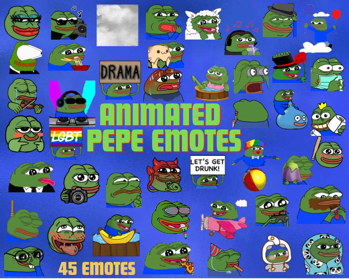 45 ANIMATED PEPE Emotes Pack Twitch Emotes Discord Emotes Text Emotes ...