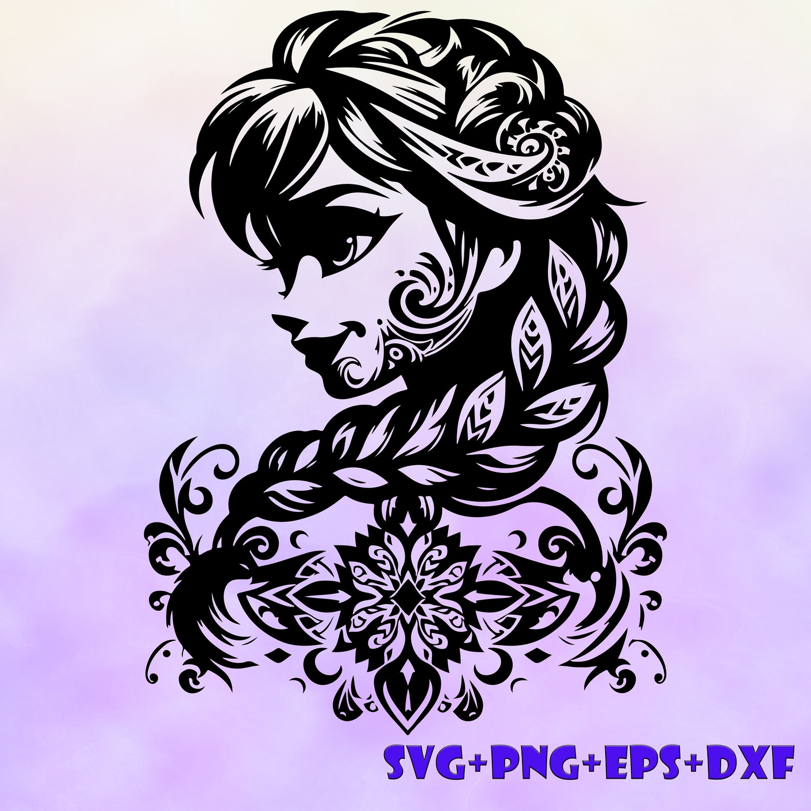 Anna Frozen Svg, Frozen, Enchanted Svg, Mandala Svg, Silhouette Cut ...