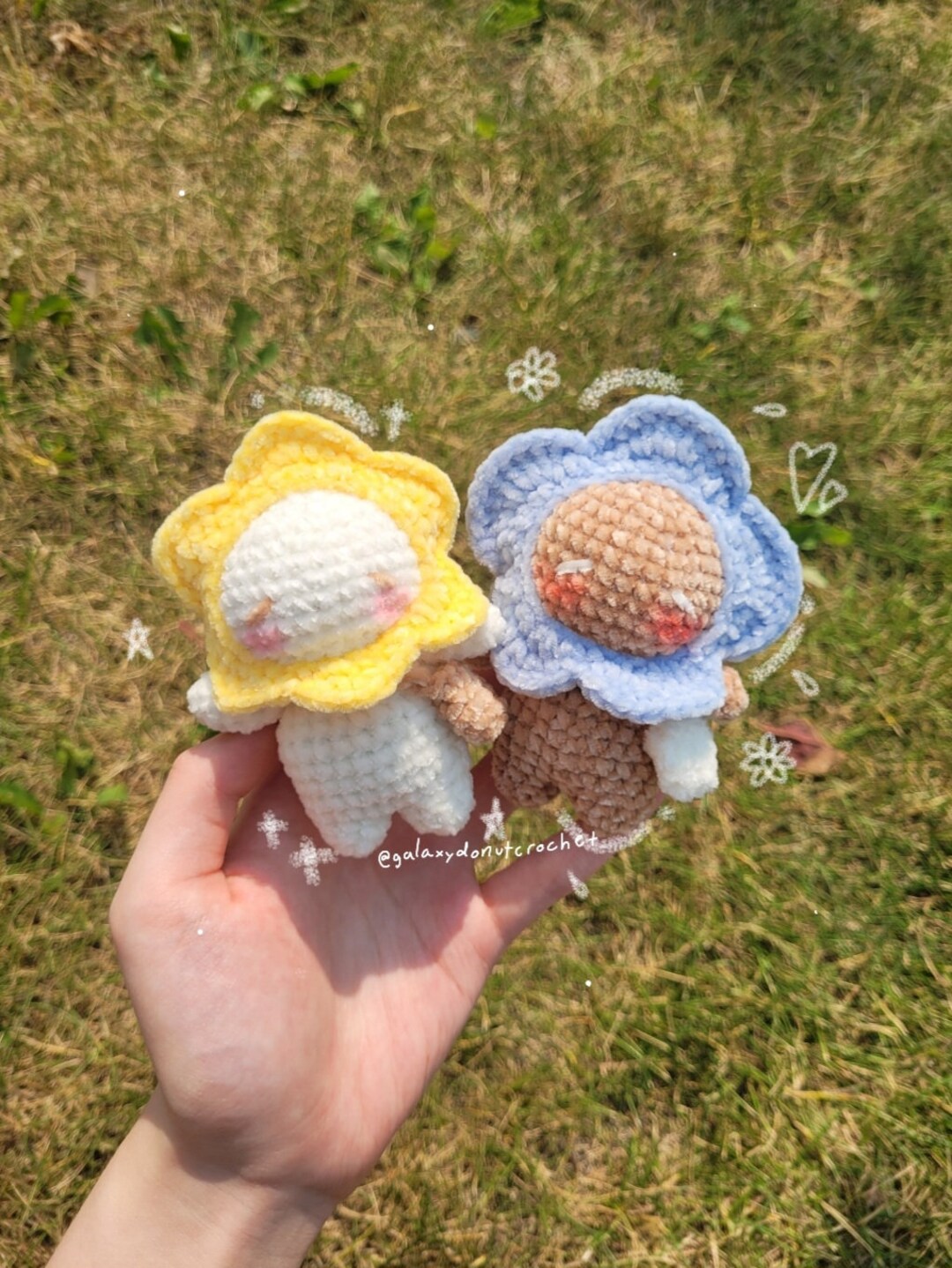 Star and Flower Buddy Buddies With Bag Crochet Cute Plush Keychains ...
