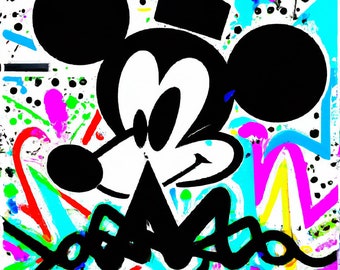 Mickey Mouse Modern Art Digital Illustration, Mickey Mouse Cartoon Pop ...