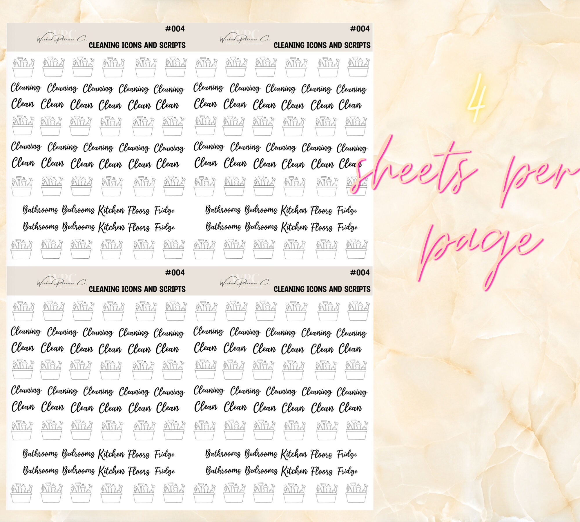 PRINTABLE Cleaning Icon and Script Stickers - Etsy