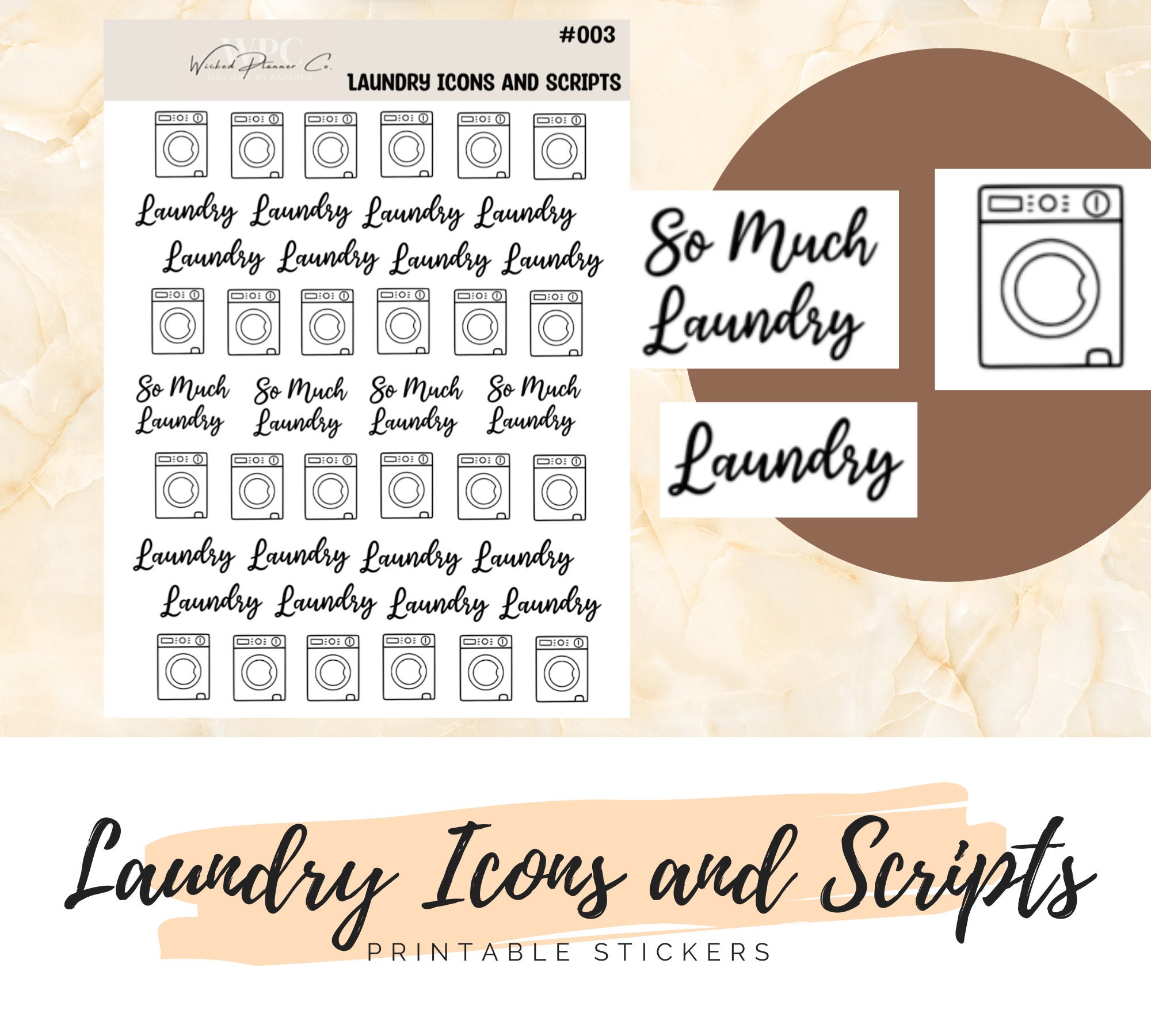 PRINTABLE Laundry Icon and Script Stickers - Etsy