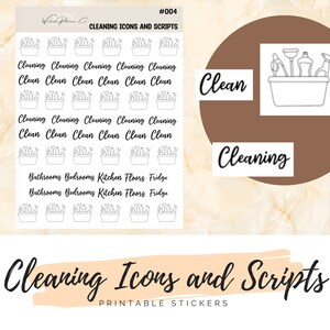 PRINTABLE Cleaning Icon and Script Stickers - Etsy