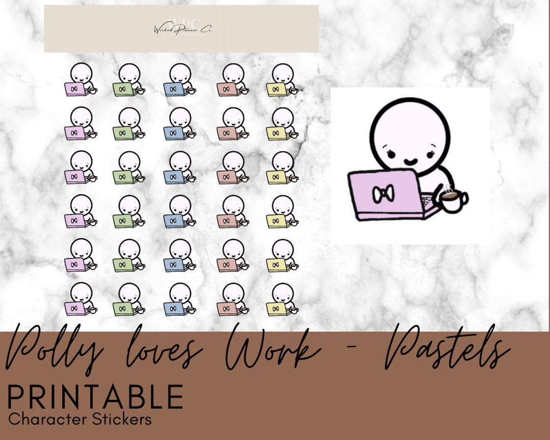 PRINTABLE Work Stickers Character Stickers Polly Loves Work Planner ...