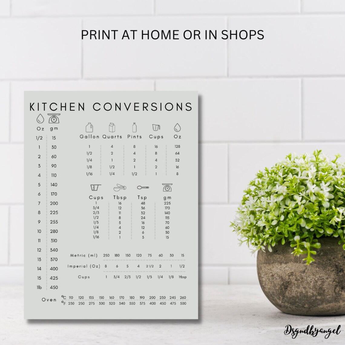 Kitchen Conversion Chart Oven Temperature Kitchen Guide Printable ...