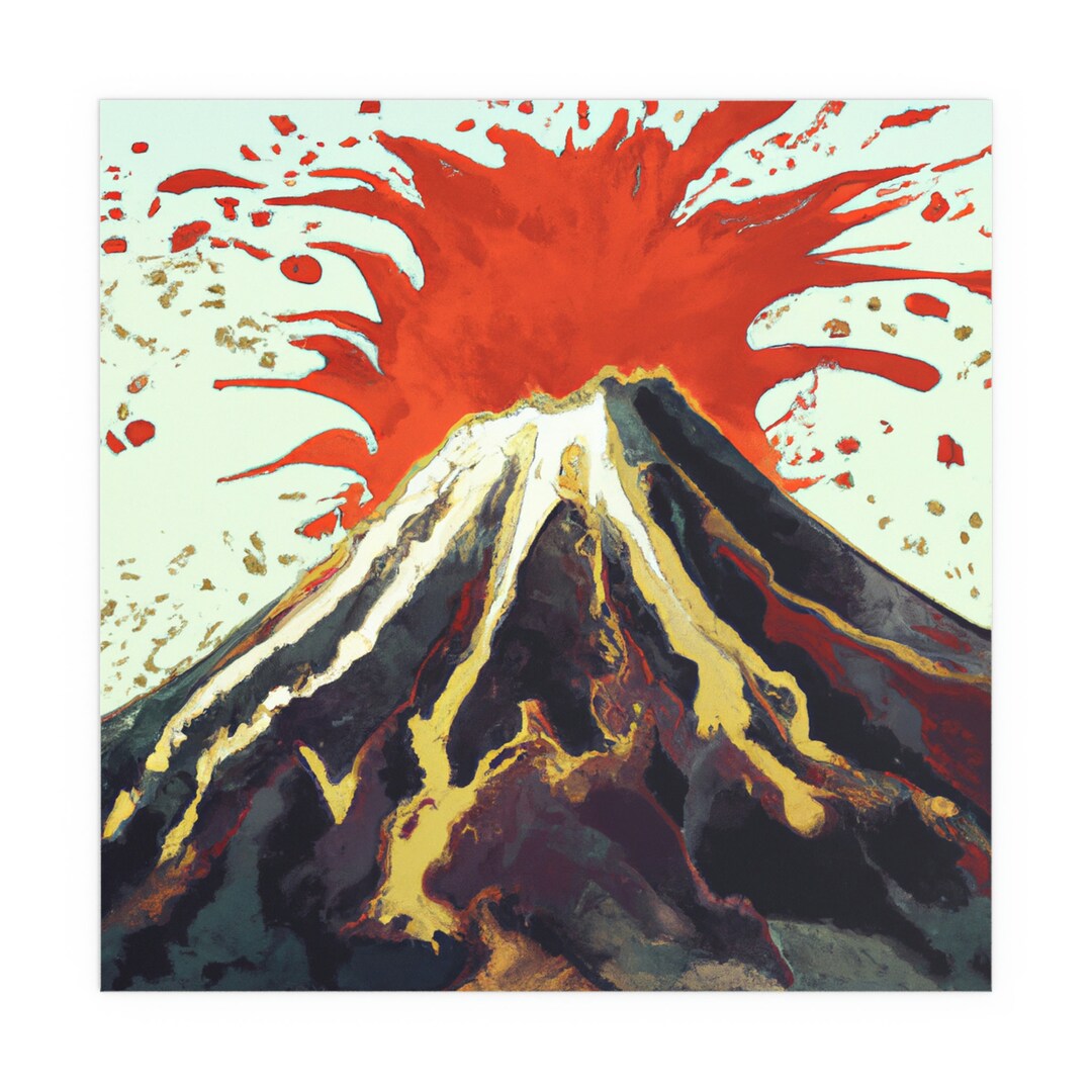 Japanese Art, Ukiyo-e Style Print, Volcano Poster, Japan Wall Art ...