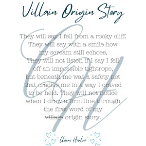 Villain Origin Story Original Poem by Claire Harlow Digital Download - Etsy