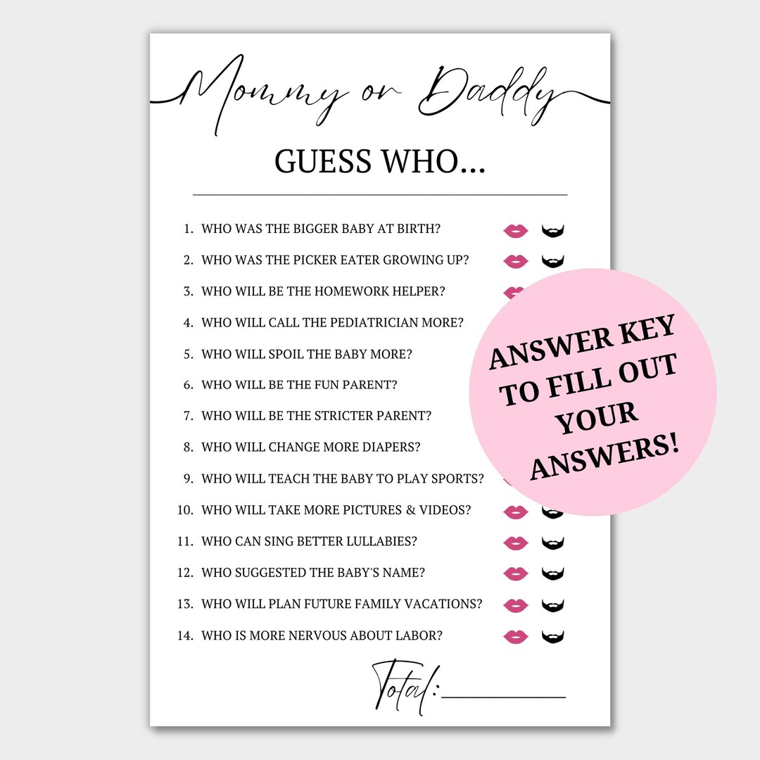 Guess Who Game for Baby Shower | Mommy or Daddy - Etsy