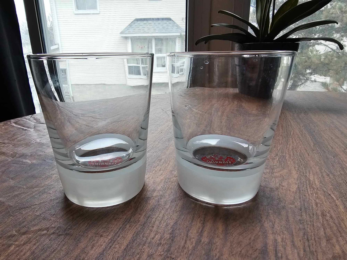 4 Smirnoff Vodka Glasses With Frosted Weighted Base - Etsy