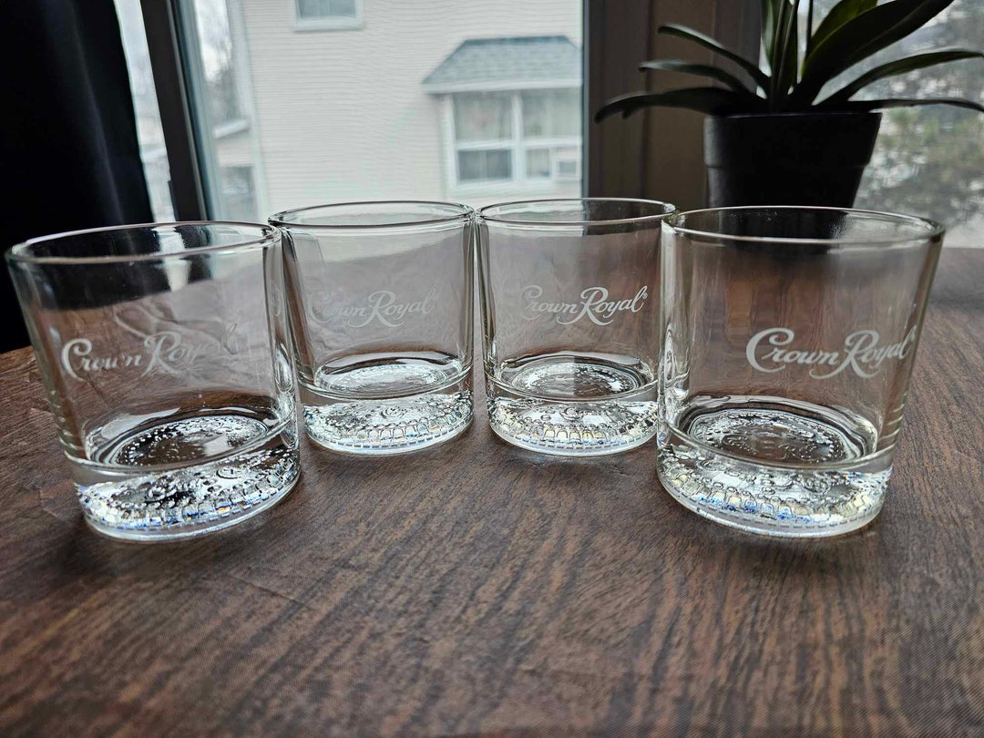 4 Crown Royal Embossed Whisky Round Rock Glass - Etsy