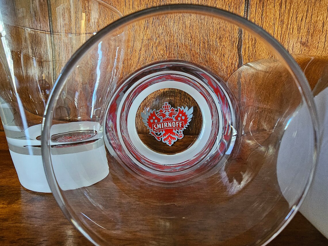 4 Smirnoff Vodka Glasses With Frosted Weighted Base - Etsy