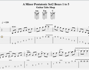 A Minor Pentatonic Guitar Scale Exercises Set 3 - Etsy