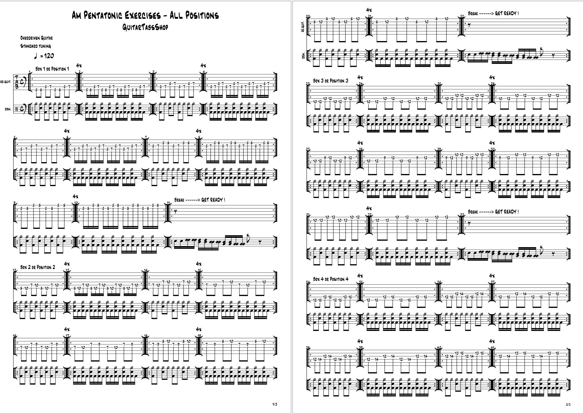 Penta007 - Am Pentatonic Guitar Scale - Warm up , Practice and Speed ...