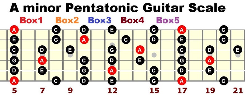 A Minor Pentatonic Guitar Scale Exercises Set 5 - Etsy