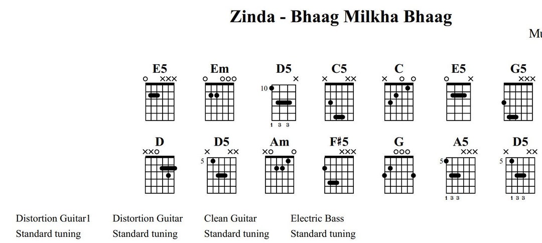 Zinda Bhaag Milkha Bhaag Guitar Tablature for Full Song - Etsy