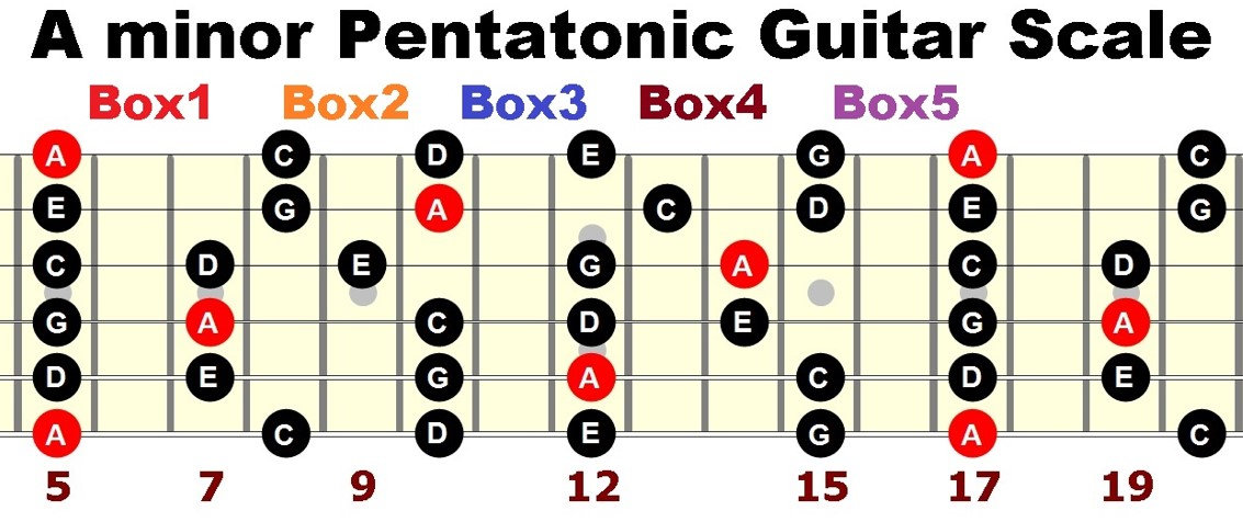 A Minor Pentatonic Guitar Scale Two Box Exercises Set 6 - Etsy