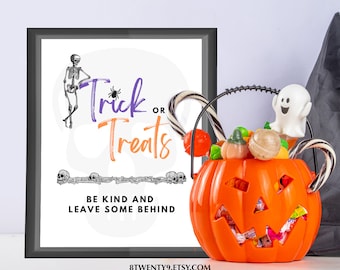 Halloween Printable Trick or Treat Sign Halloween Sign Candy Bowl Sign ...