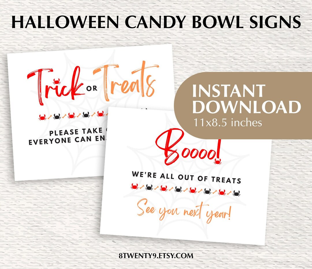 Halloween Printable Trick or Treat Sign Halloween Sign - Etsy