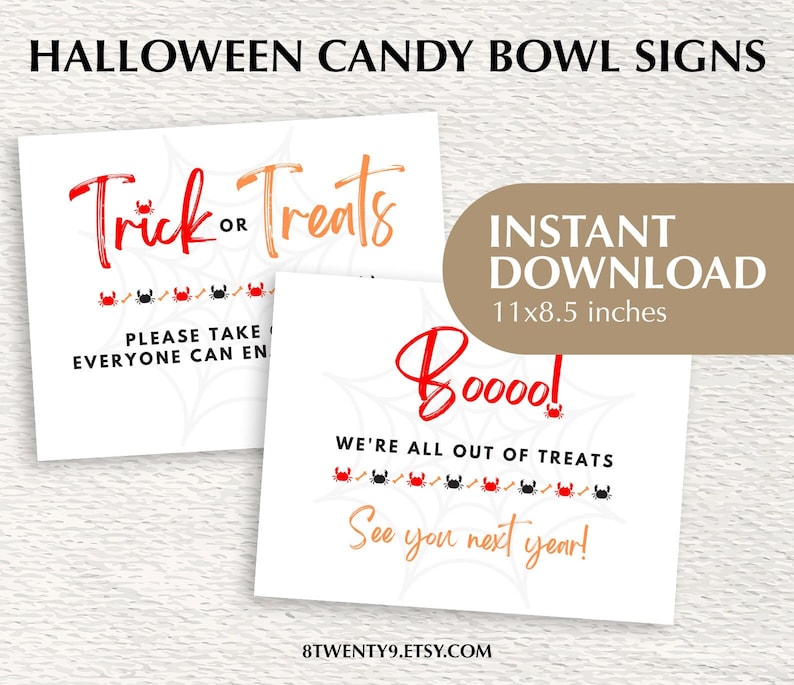 Halloween Printable Trick or Treat Sign Halloween Sign Candy Bowl Sign ...