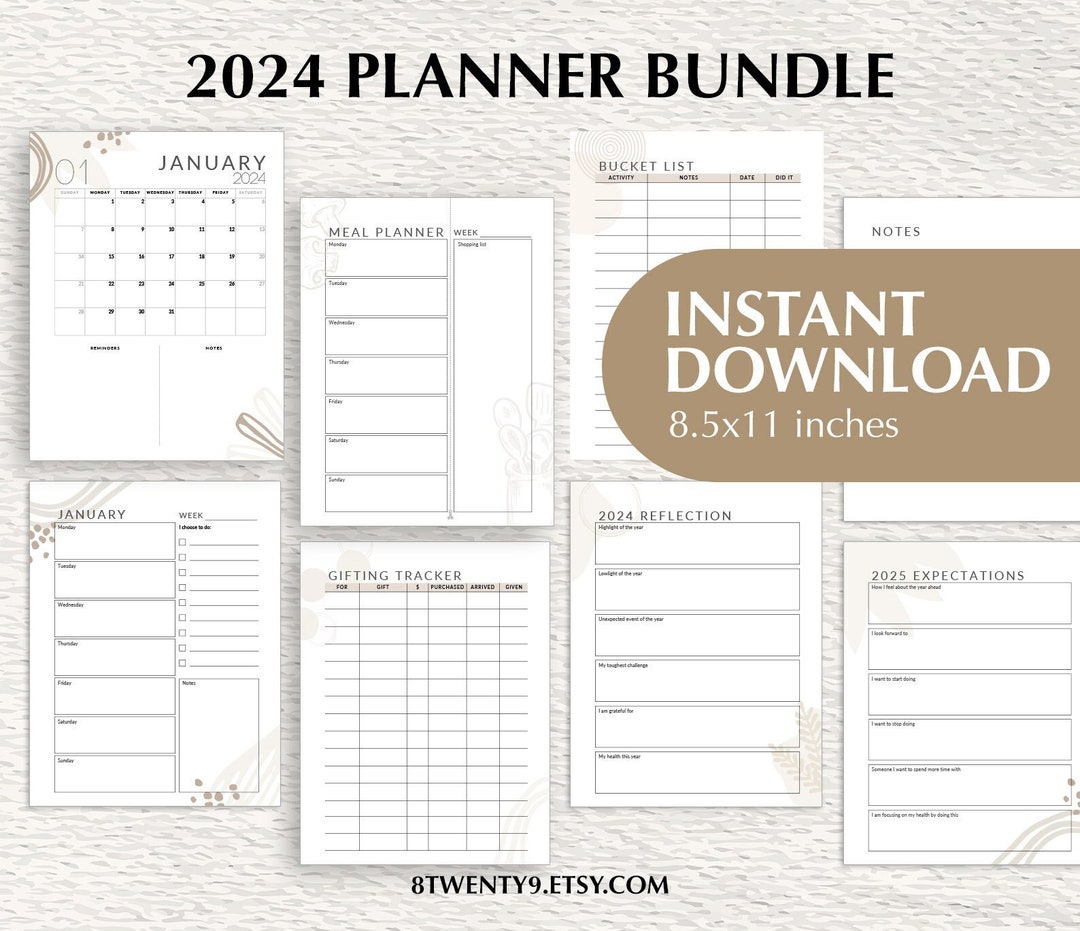 2024 Adulting Planner Printable Planners Monthly, Weekly, Meal Planner ...
