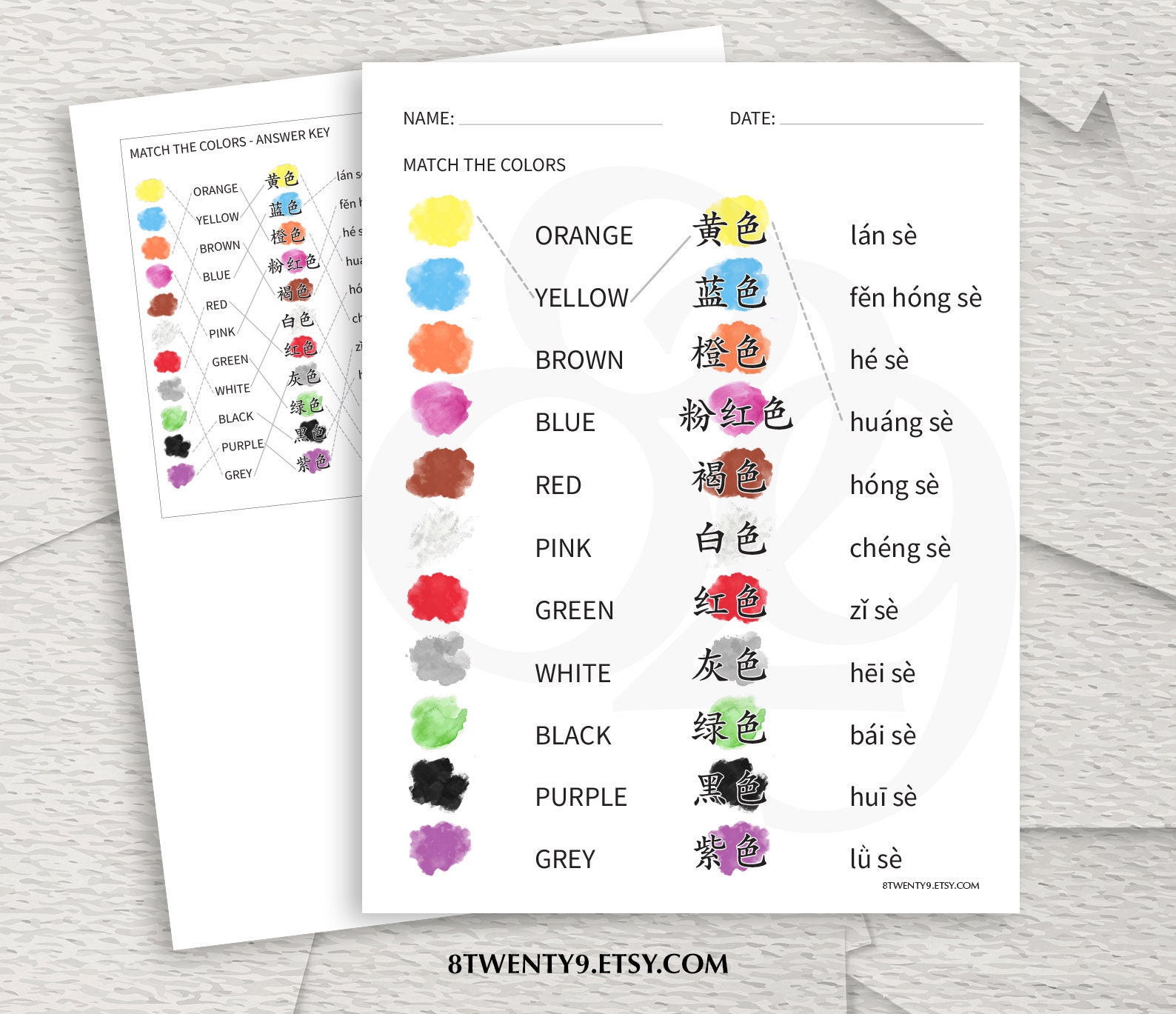 English-chinese Worksheet Printable | Colors in English-chinese ...