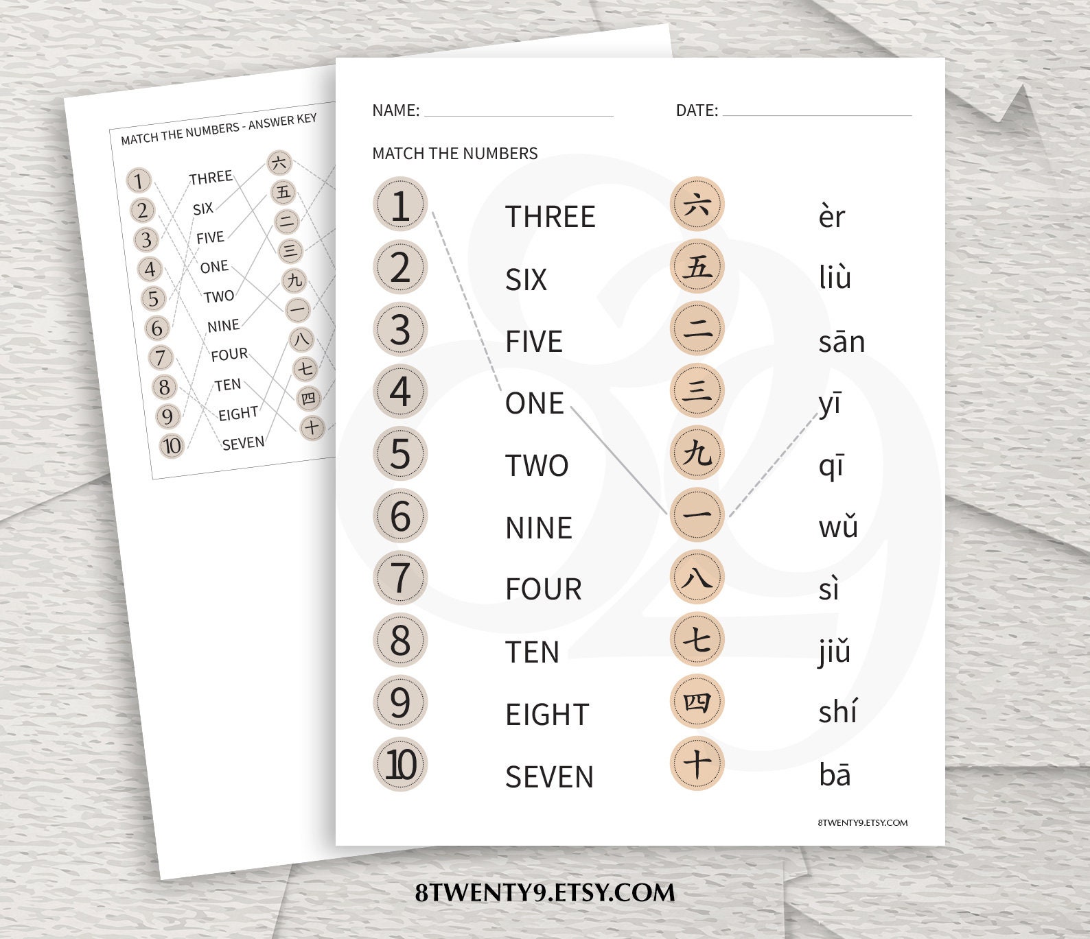 English-chinese Worksheet Printable | Numbers 1-10 English Chinese ...