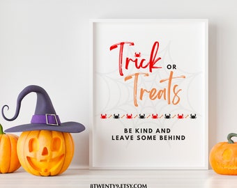 Halloween Printable Trick or Treat Sign Halloween Sign Candy Bowl Sign ...