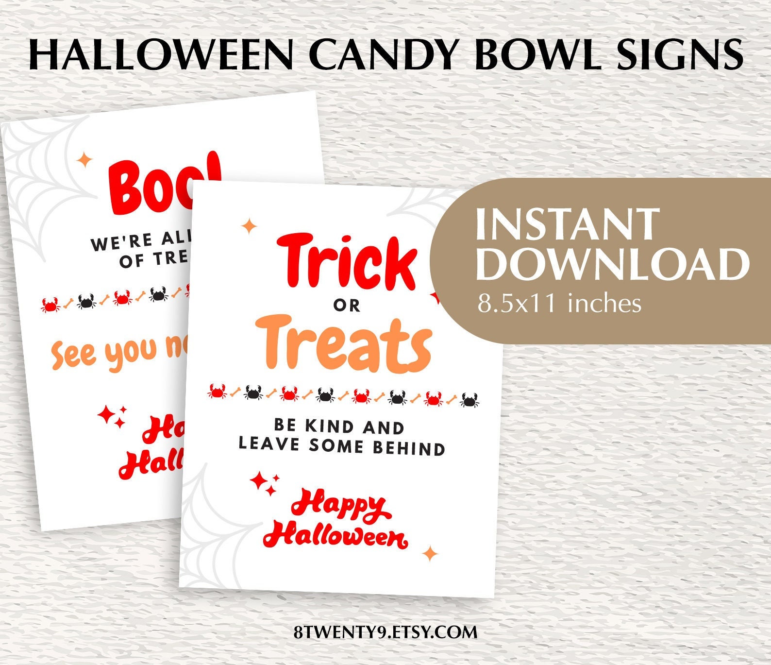 Halloween Printable Trick or Treat Sign Halloween Sign Candy Bowl Sign ...