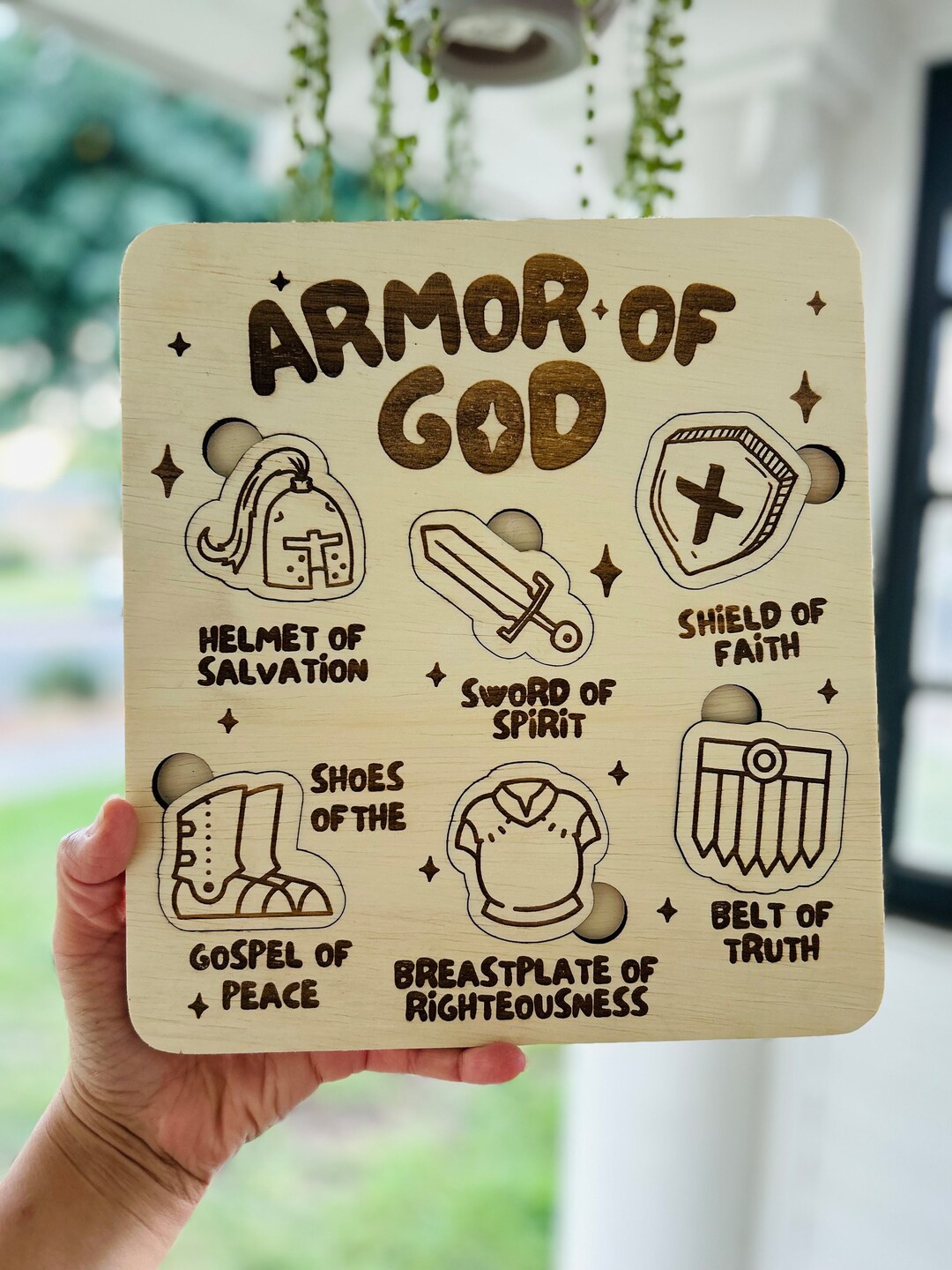 Faith-filled Fun: Wooden armor of God Puzzle for Kids ages - Etsy