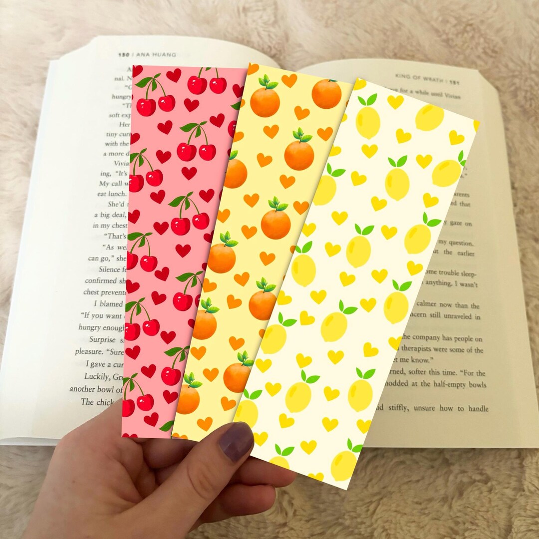 Fruits and Hearts Bookmark Set Printable Download - Etsy