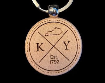 Kentucky Wooden Keychain KY State Keychain Wooden Kentucky - Etsy