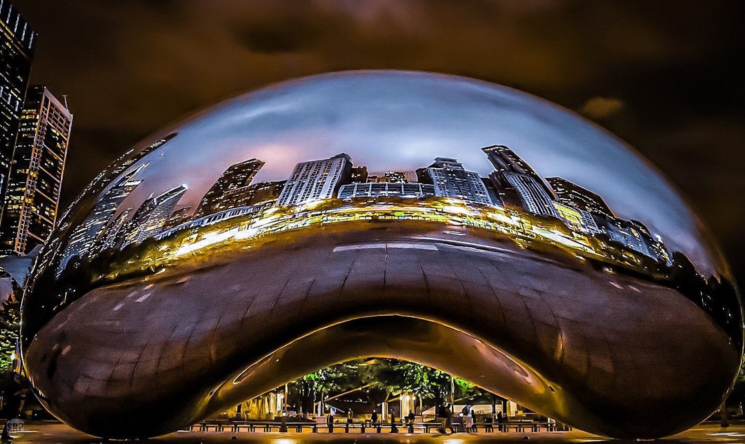 Cloud Gate (chicago Bean) Night Shot - Etsy