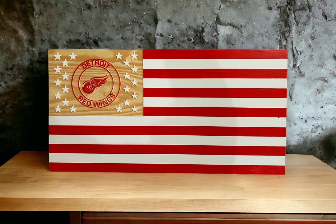24 Cnc-carved Detroit Red Wings Flag in Red and White Perfect Gift for ...