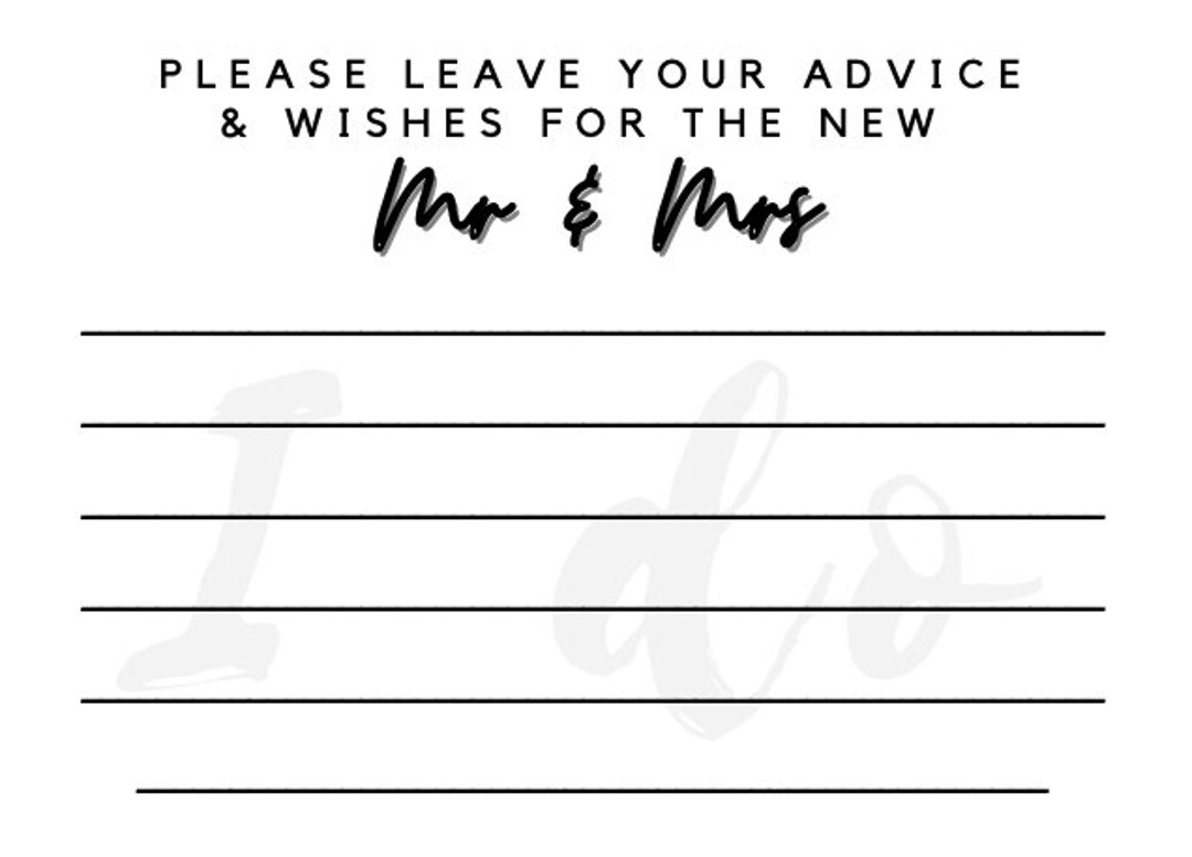 Wedding Advice Cards Printable Etsy