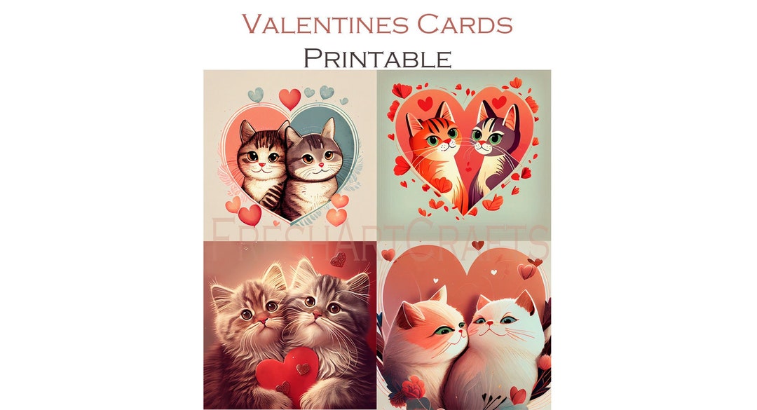 Valentine's Day Cards, Cat Valentines Day Card, Valentines Printable ...